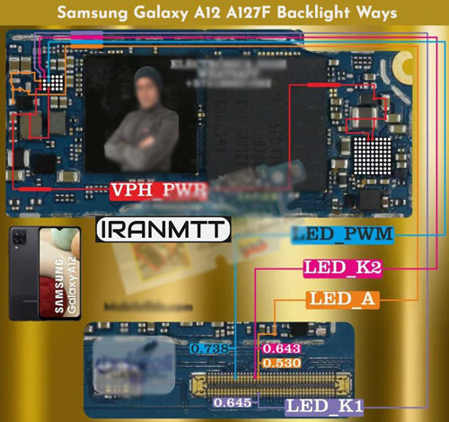 backlight ways - مسیر بک لایت سامسونگ A12 A125F