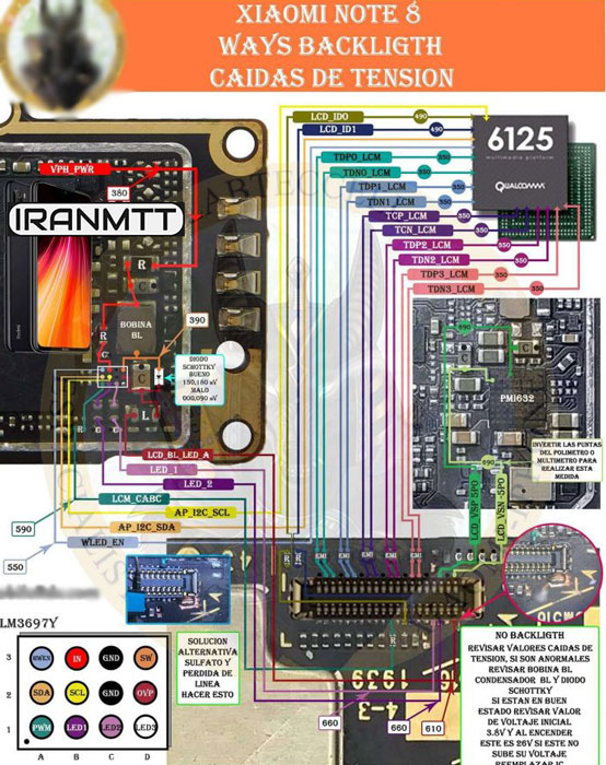 backlight ways - مسیر بک لایت Redmi Note 8