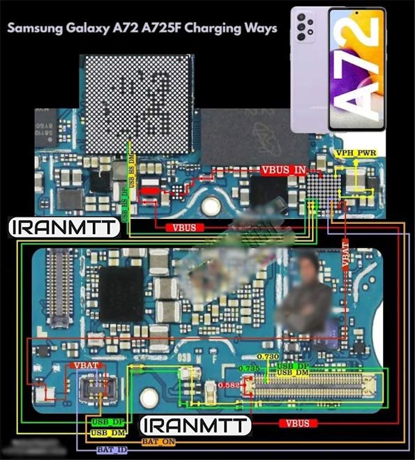 مشکل شارژ - مسیر شارژ سامسونگ A72 A725F